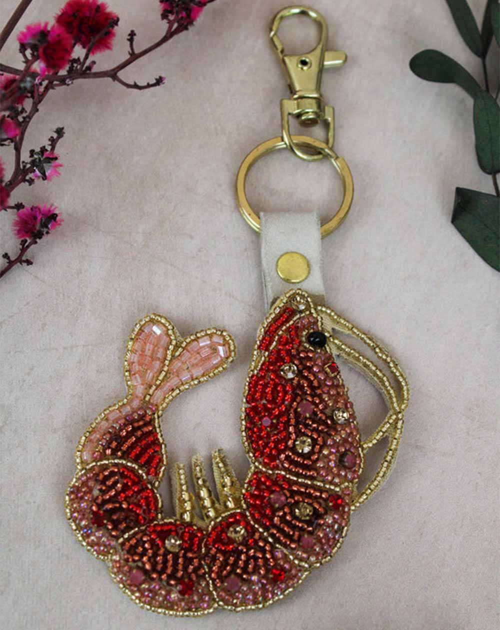 My Doris Prawn Keyring in Gold – Lilac Rose