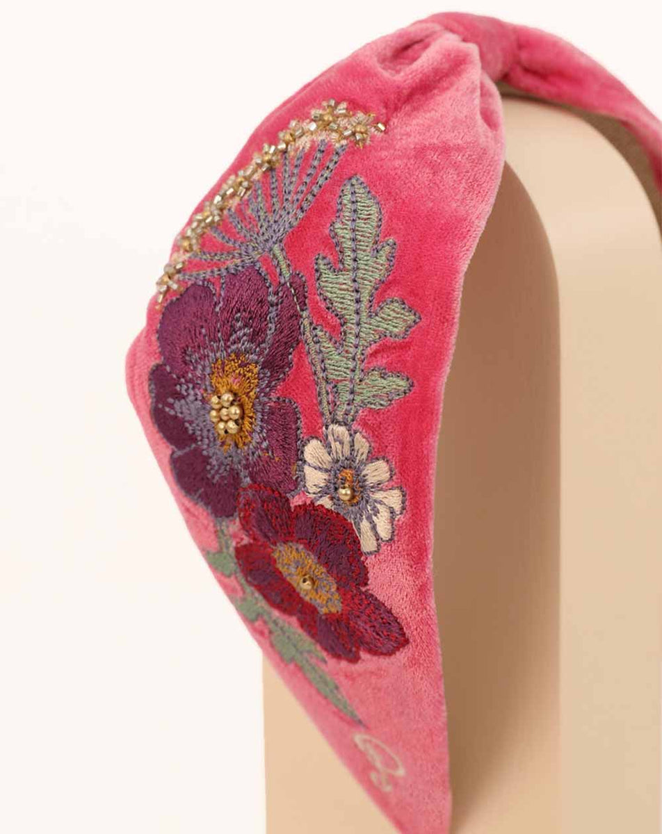 Powder Embroidered Wild Woodland Headband in Bubblegum – Lilac Rose